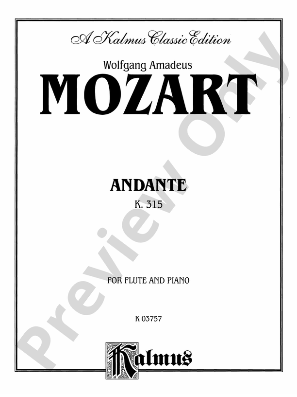 Mozart: Andante, K. 315: Andante, K. 315 Part - Digital Sheet Music Download