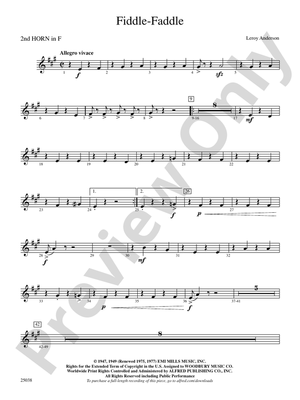 Fiddle-Faddle: 2nd F Horn: 2nd F Horn Part - Digital Sheet Music Download