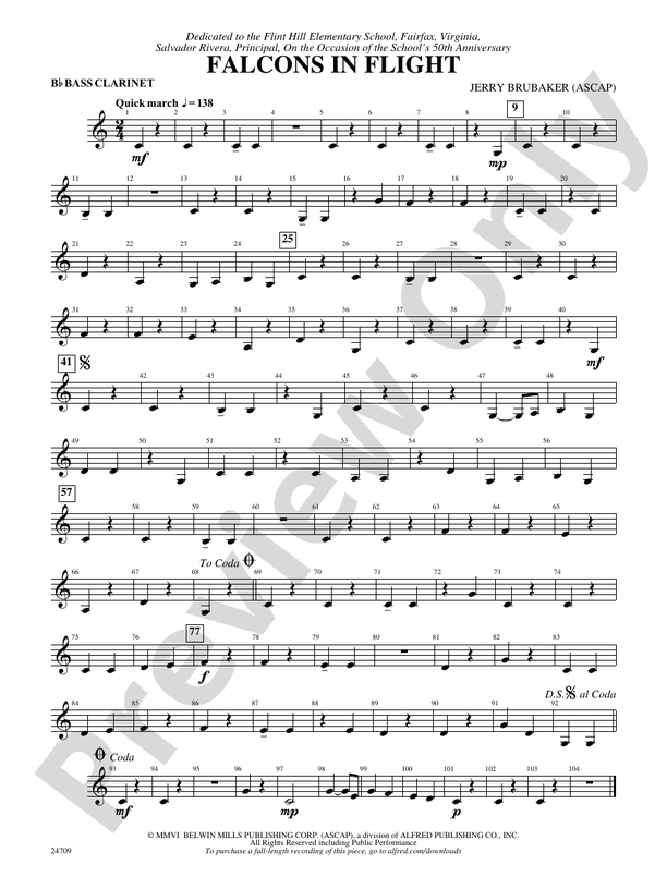 Falcons in Flight: B-flat Bass Clarinet: B-flat Bass Clarinet Part ...