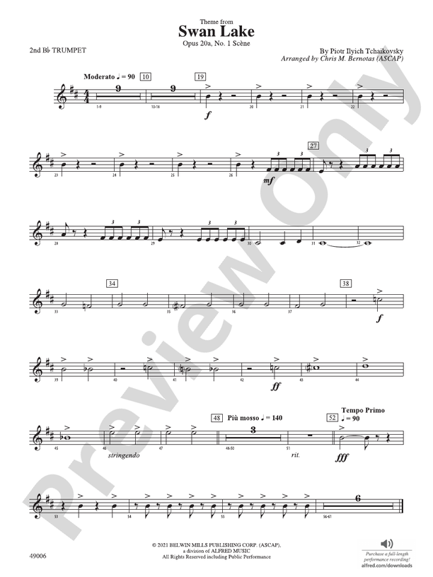 Theme from Swan Lake: 2nd B-flat Trumpet: 2nd B-flat Trumpet Part ...