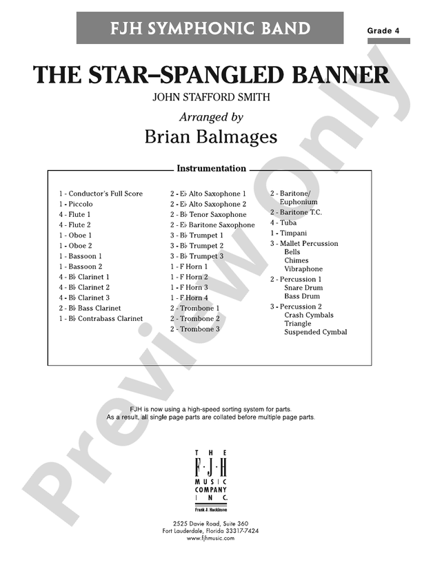 The Star-Spangled Banner: Score: Concert Band Score: John Stafford ...