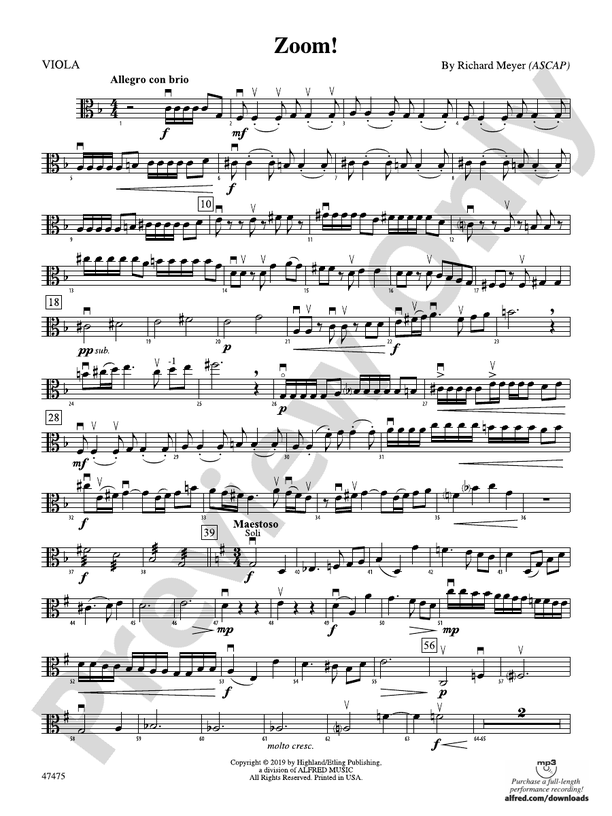 Zoom!: Viola: Viola Part - Digital Sheet Music Download