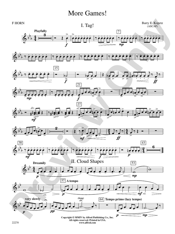More Games!: 1st F Horn: 1st F Horn Part - Digital Sheet Music Download