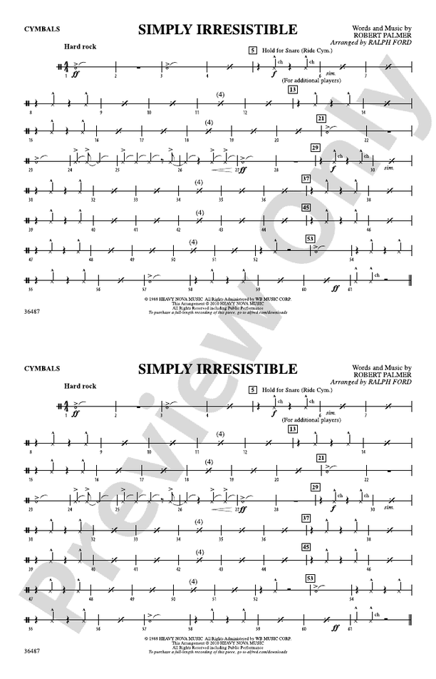 Simply Irresistible: Cymbals: Cymbals Part - Digital Sheet Music Download