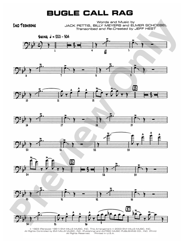 Bugle Call Rag: 2nd Trombone: 2nd Trombone Part - Digital Sheet Music ...