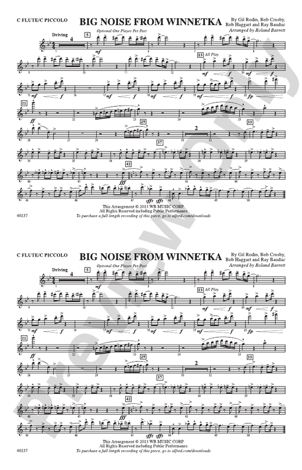 Big Noise from Winnetka: Flute: Flute Part - Digital Sheet Music Download