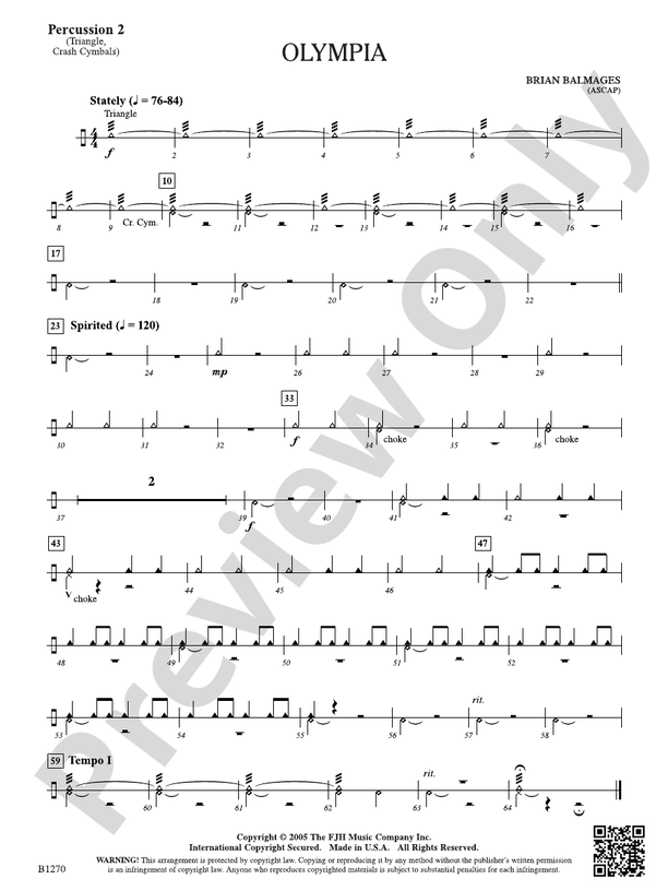 Olympia: Percussion 2: Percussion 2 Part: Brian Balmages - Digital Sheet Music Download