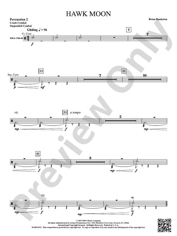 Hawk Moon: 2nd Percussion: 2nd Percussion Part: Brian Bankston ...