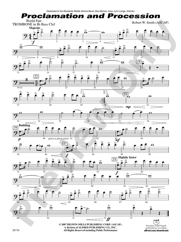 Proclamation and Procession: (wp) 1st B-flat Trombone B.C.: (wp) 1st B ...