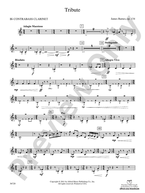 Tribute: (wp) B-flat Contrabass Clarinet: (wp) B-flat Contrabass Clarinet World Part - Digital ...