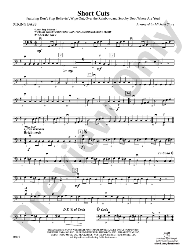 Short Cuts: String Bass: String Bass Part - Digital Sheet Music Download