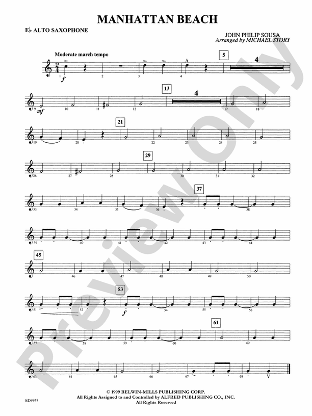 Manhattan Beach: E-flat Alto Saxophone: E-flat Alto Saxophone Part ...
