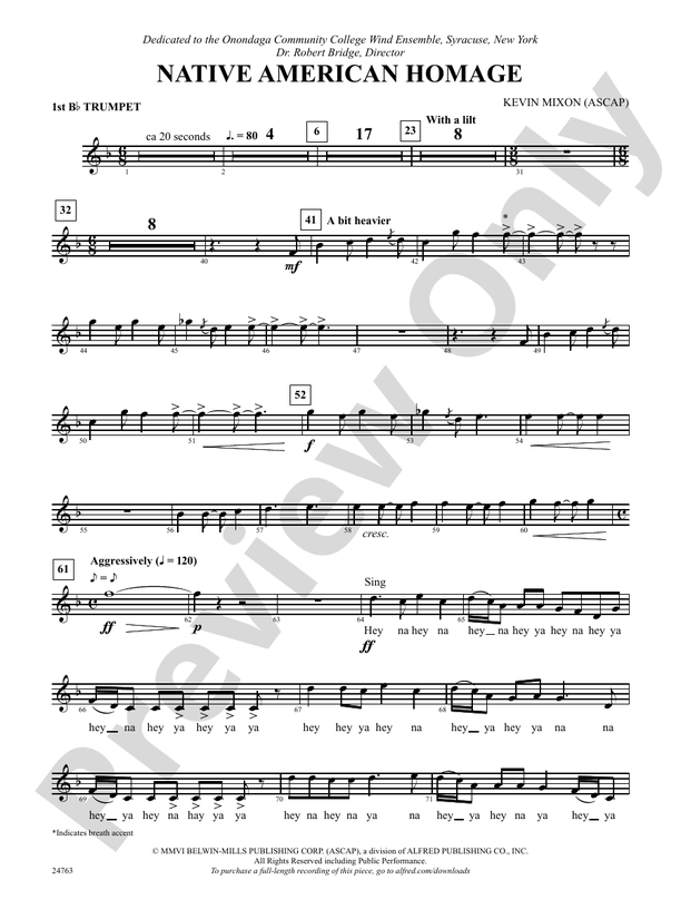 Native American Homage: 1st B-flat Trumpet: 1st B-flat Trumpet Part ...