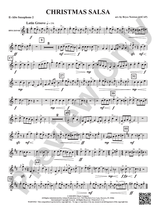 Christmas Salsa: 2nd E-flat Alto Saxophone: 2nd E-flat Alto Saxophone Part - Digital Sheet Music ...
