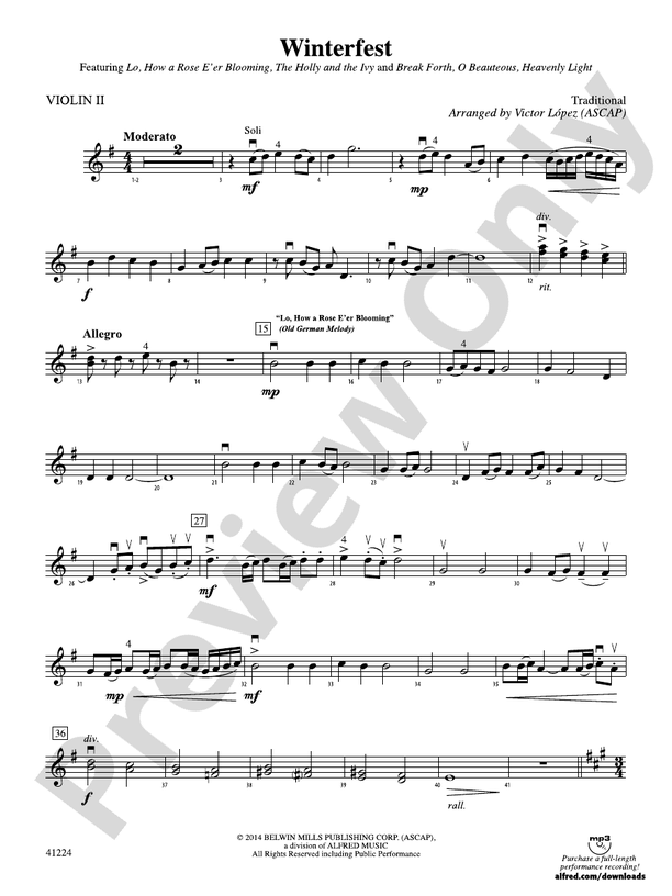 Winterfest: 2nd Violin: 2nd Violin Part - Digital Sheet Music Download