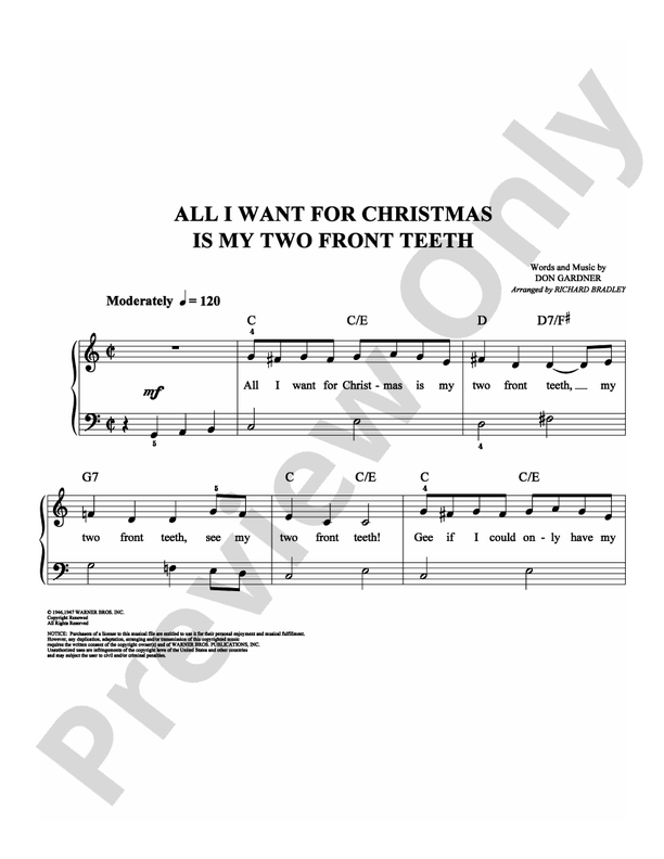 All I Want For Christmas Is My Two Front Teeth: Easy Piano: Don Gardner ...
