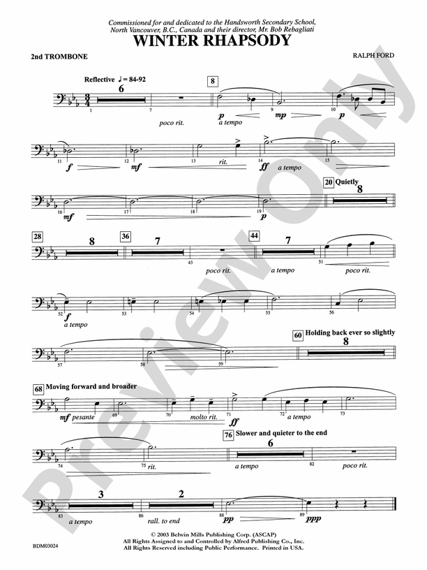 Winter Rhapsody: 2nd Trombone: 2nd Trombone Part - Digital Sheet Music Download