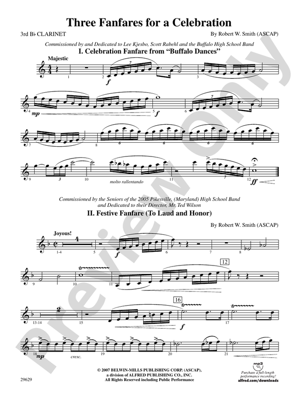 Three Fanfares for a Celebration: 3rd B-flat Clarinet: 3rd B-flat ...