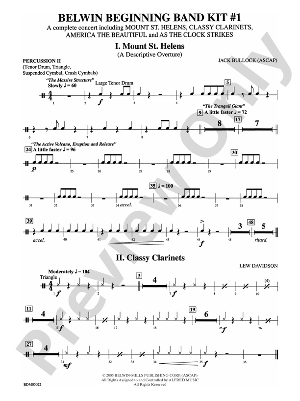 Belwin Beginning Band Kit #1: 2nd Percussion: 2nd Percussion Part ...