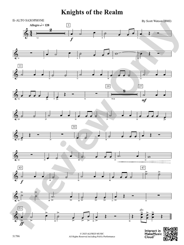 Knights of the Realm: E-flat Alto Saxophone: E-flat Alto Saxophone Part ...