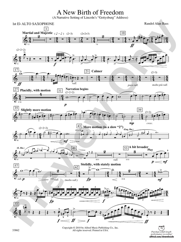 A New Birth of Freedom: E-flat Alto Saxophone: E-flat Alto Saxophone ...