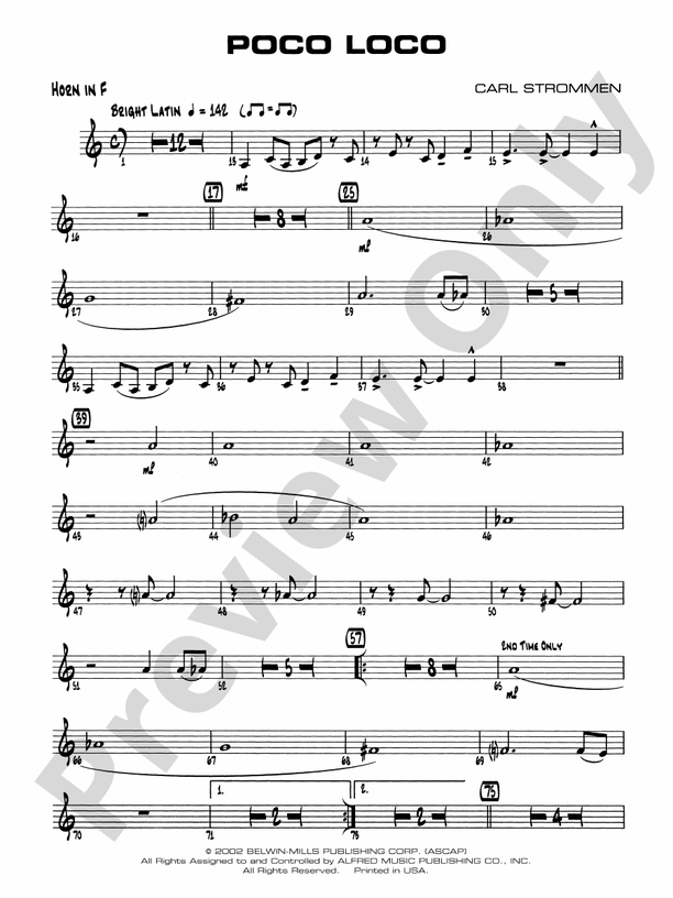 Poco Loco: 1st F Horn: 1st F Horn Part - Digital Sheet Music Download
