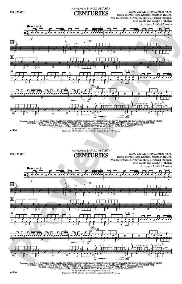 Centuries: Drums: Drums Part - Digital Sheet Music Download