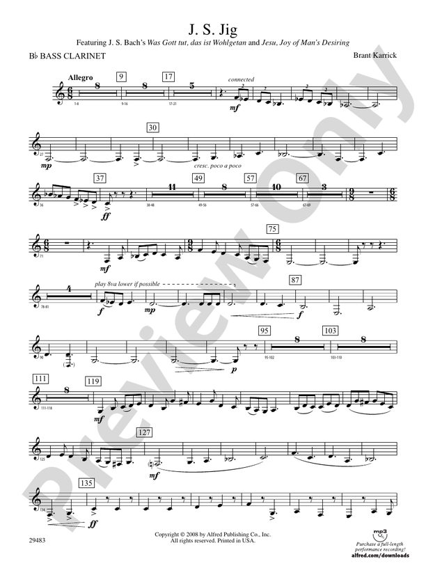 J.S. Jig: B-flat Bass Clarinet: B-flat Bass Clarinet Part - Digital ...