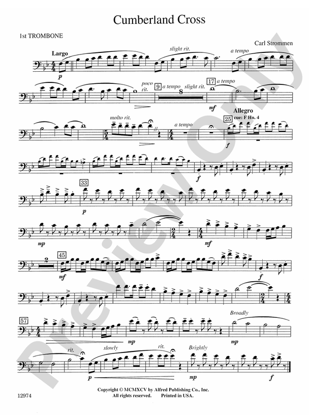 Cumberland Cross: 1st Trombone: 1st Trombone Part - Digital Sheet Music ...