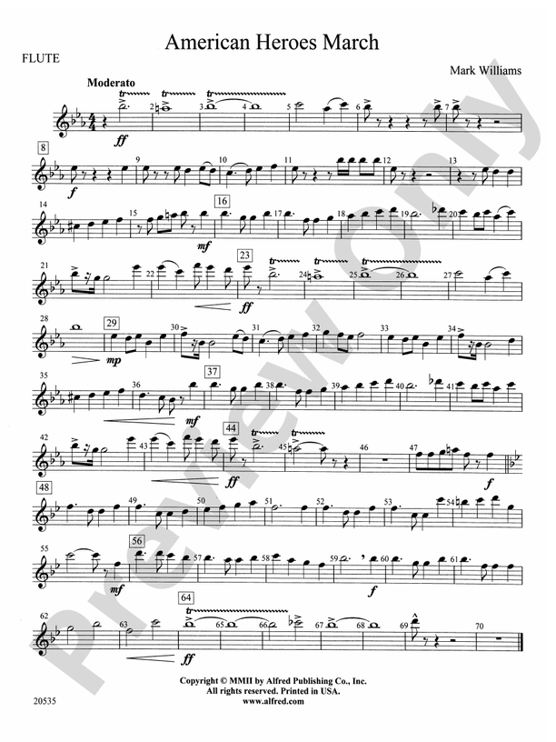 American Heroes March: Flute: Flute Part - Digital Sheet Music Download