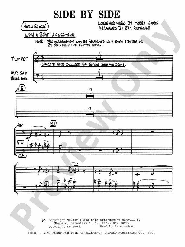 Side by Side: Score: Choir Score - Digital Sheet Music Download