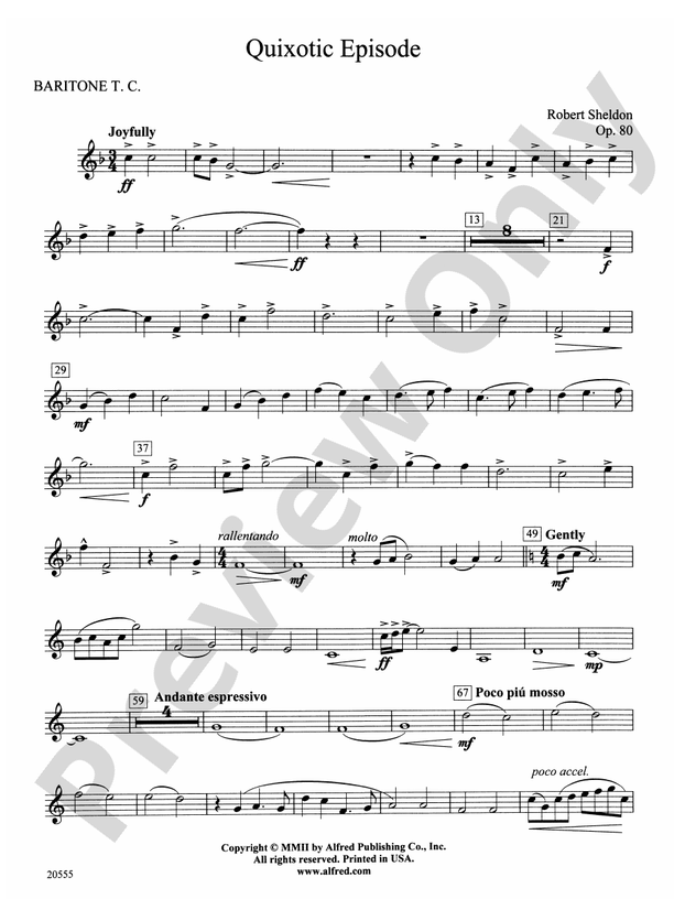 Quixotic Episode: Baritone T.C.: Baritone T.C. Part - Digital Sheet Music Download