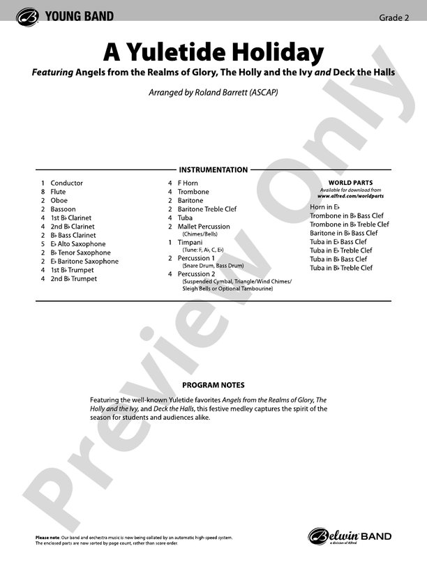A Yuletide Holiday: Score: Concert Band Score - Digital Sheet Music ...
