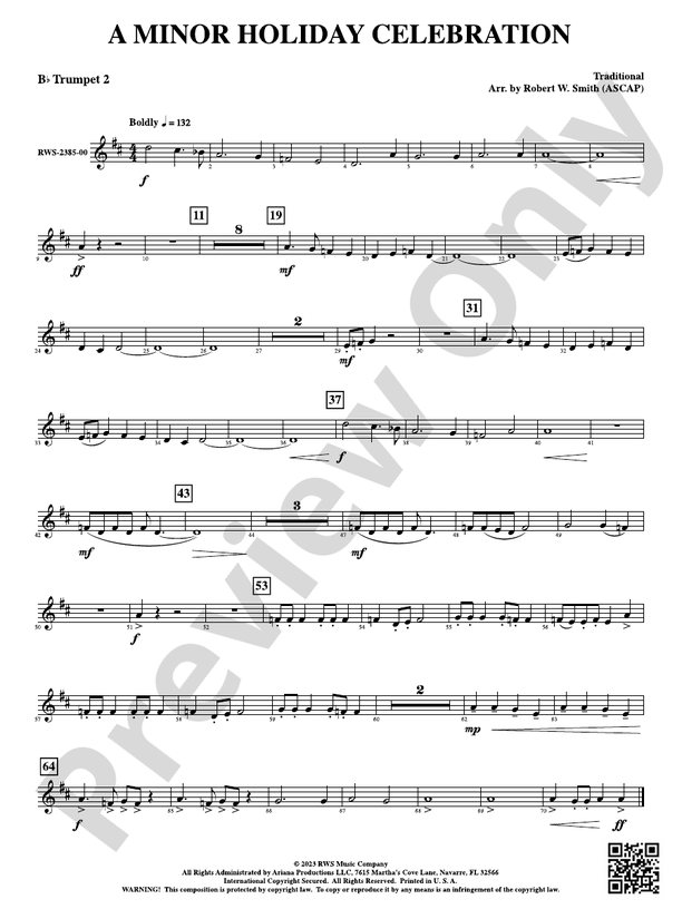 A Minor Holiday Celebration: 2nd B-flat Trumpet: 2nd B-flat Trumpet Part - Digital Sheet Music ...