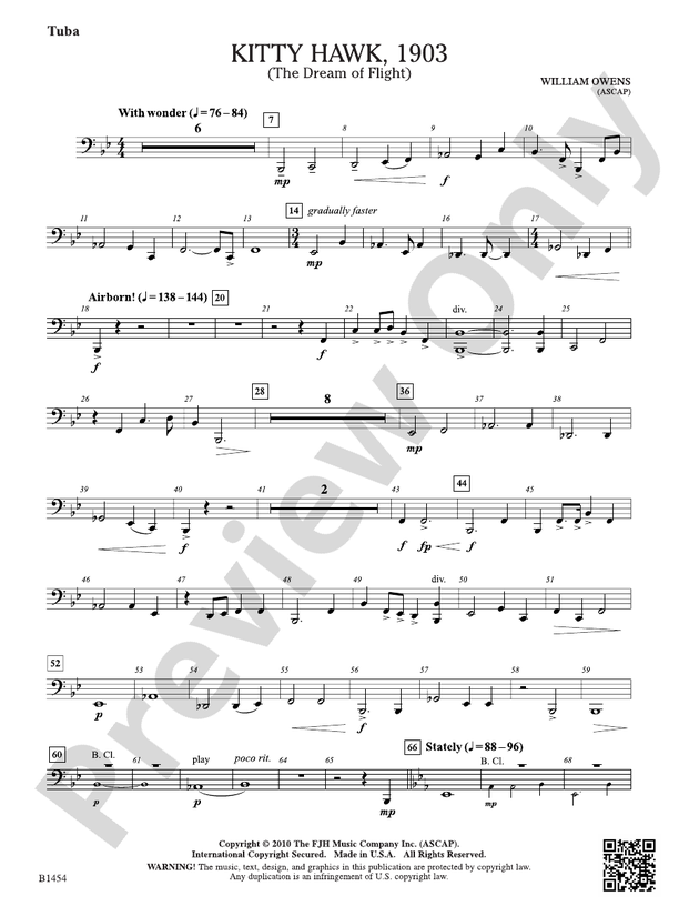 Kitty Hawk, 1903: Tuba: Tuba Part: William Owens - Digital Sheet Music ...