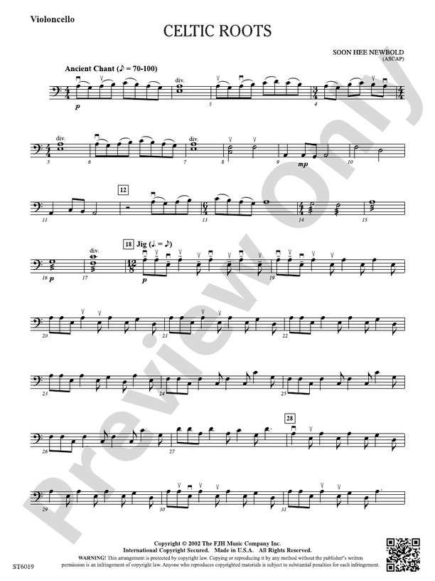 Celtic Roots: Violoncello: Violoncello Part: Soon Hee Newbold - Digital Sheet Music Download