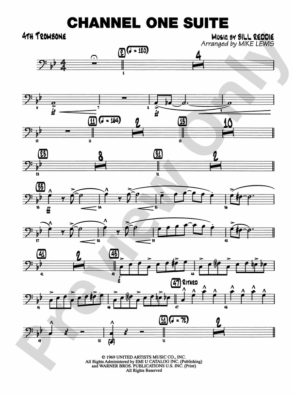 Channel One Suite: 4th Trombone: 4th Trombone Part - Digital Sheet ...