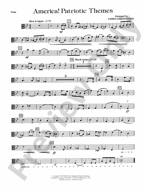 America! Patriotic Themes (as played at Disney World): Viola: Viola ...