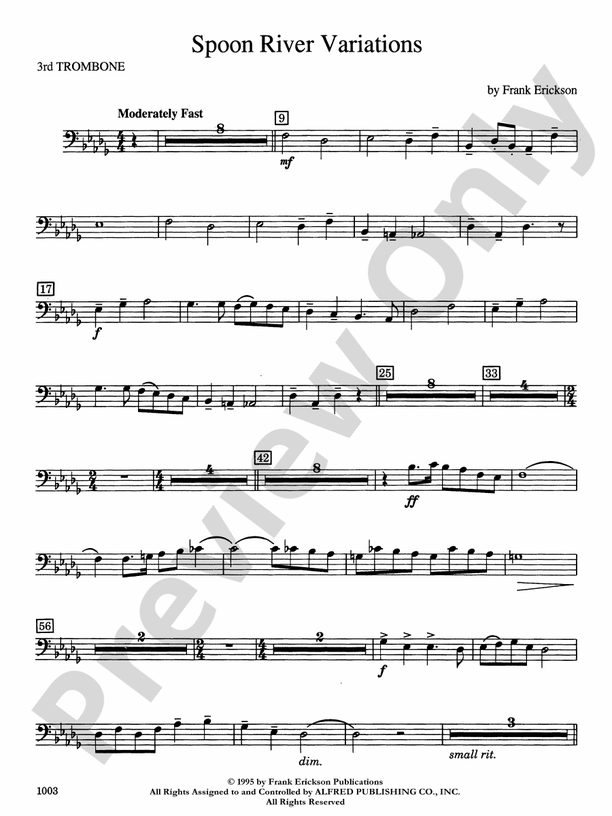 Spoon River Variations: 3rd Trombone: 3rd Trombone Part - Digital Sheet ...