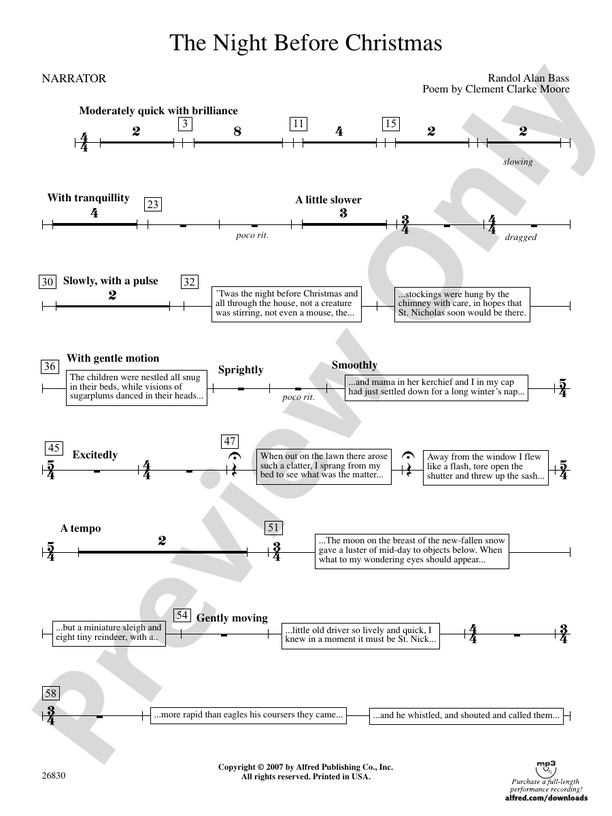 The Night Before Christmas: Narrator: Narrator Part - Digital Sheet ...