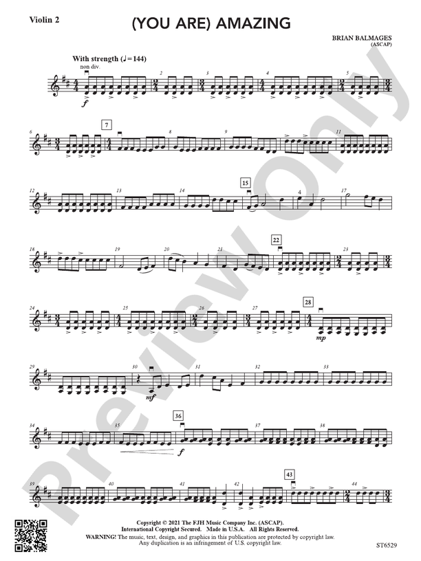 (You Are) Amazing: Violin 2: Violin 2 Part: Brian Balmages - Digital ...