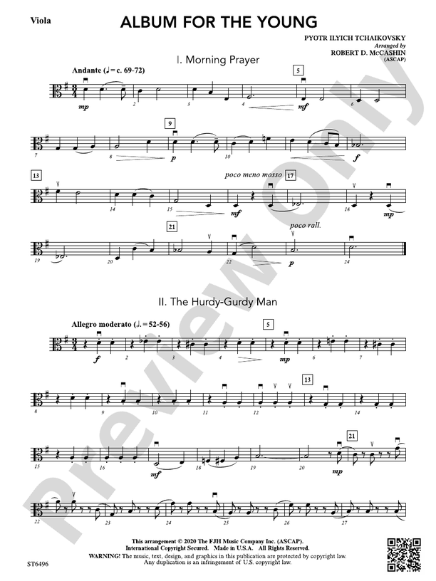 Album for the Young: Viola: Viola Part: Pyotr Ilyich Tchaikovsky ...