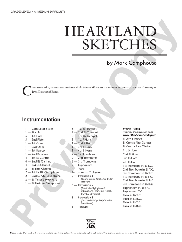Heartland Sketches: Score: Concert Band Score - Digital Sheet Music ...