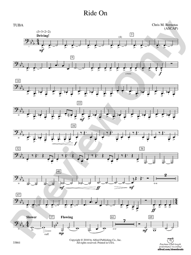 Ride On: Tuba: Tuba Part - Digital Sheet Music Download