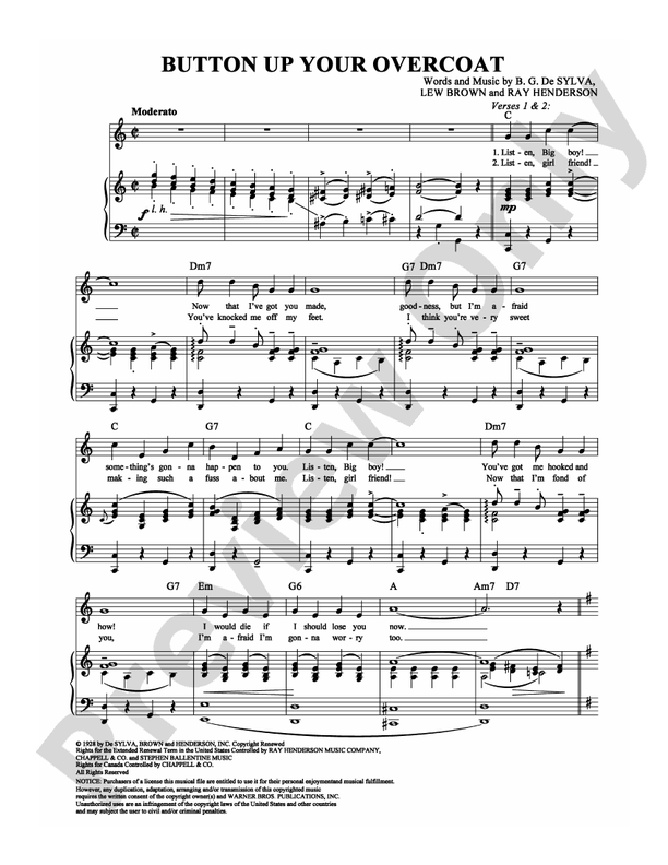 Button Up Your Overcoat: Piano/Vocal/Chords: Bud G. DeSylva - Digital ...