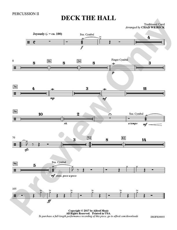 Deck the Hall: 2nd Percussion: 2nd Percussion Part - Digital Sheet Music Download