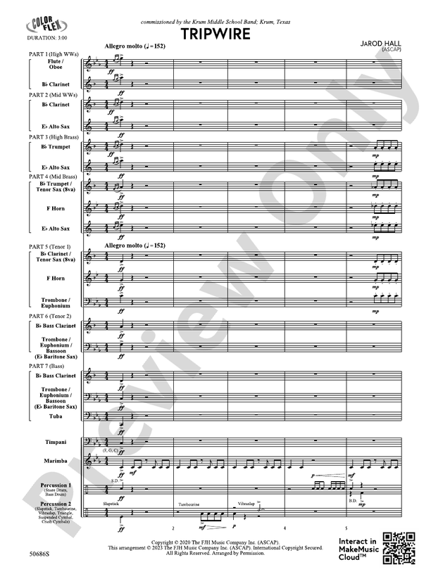 Tripwire: Concert Band Conductor Score & Parts - ColorFlex Version: JaRod Hall - Digital Sheet ...