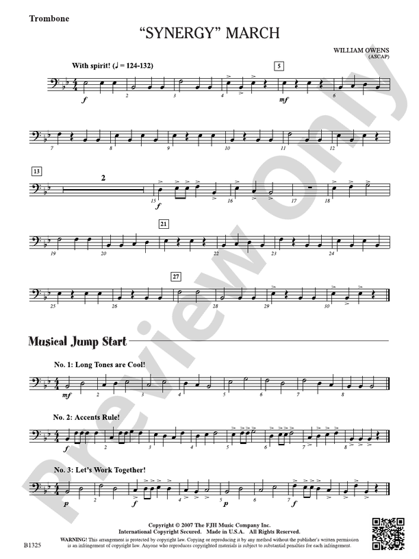 Synergy March: Trombone: Trombone Part: William Owens - Digital Sheet ...