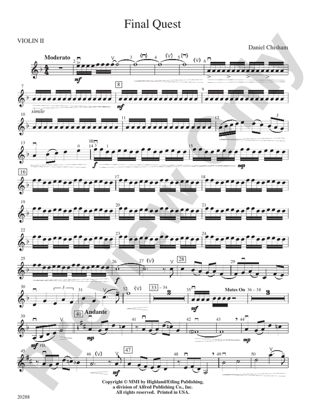 Final Quest: 2nd Violin: 2nd Violin Part - Digital Sheet Music Download