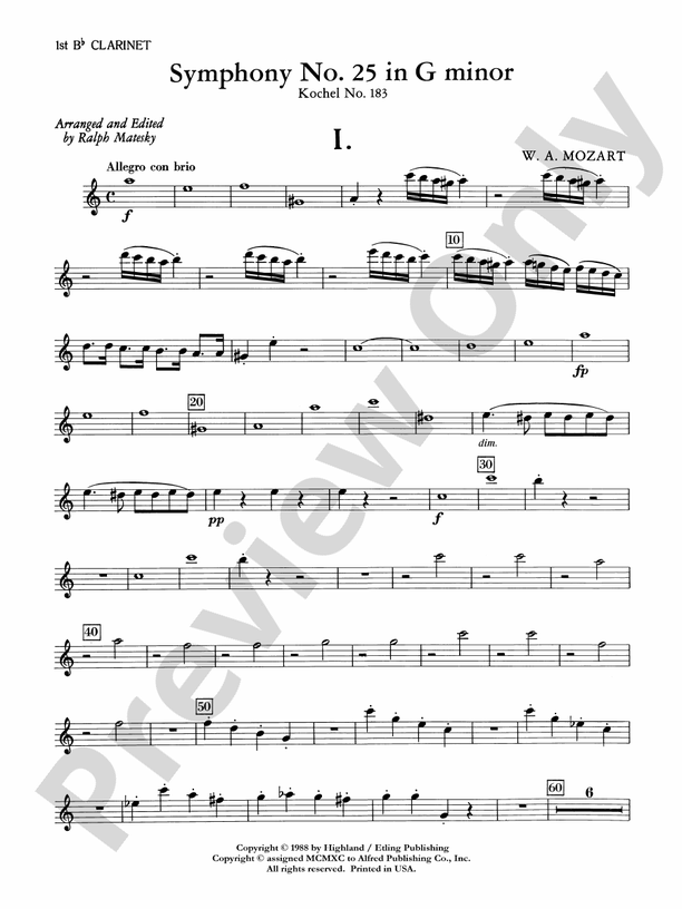 Mozart's Symphony No. 25 in G Minor, 1st & 2nd Movements: 1st B-flat ...